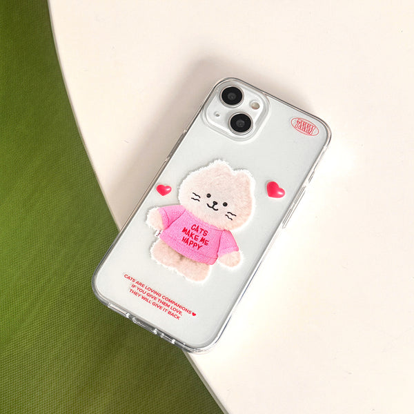 Fluffy Hey Cat Phone Case (Clear/Tank Clear/Clear Card Storage ...